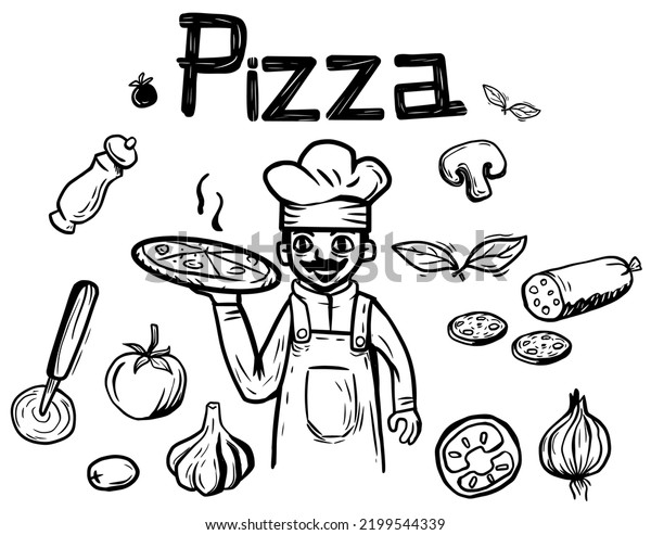 Pizza Pizza Maker Icon Set Food Stock Vector (Royalty Free) 2199544339 ...
