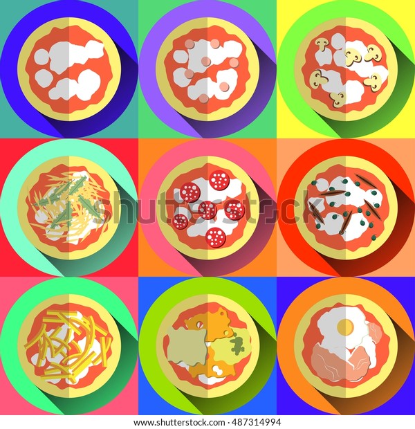 Pizza Material Design Icons Stock Vector (Royalty Free) 487314994 ...