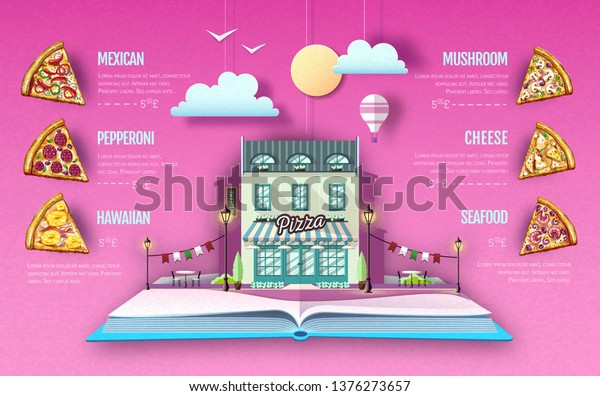 Pizza Menu Design Cut Out Paper Stock Vector (Royalty Free) 1376273657 ...