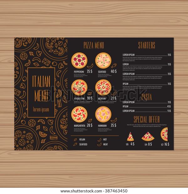 Pizza Menu Design Trifold Leaflet Layout Stock Vector (Royalty Free ...