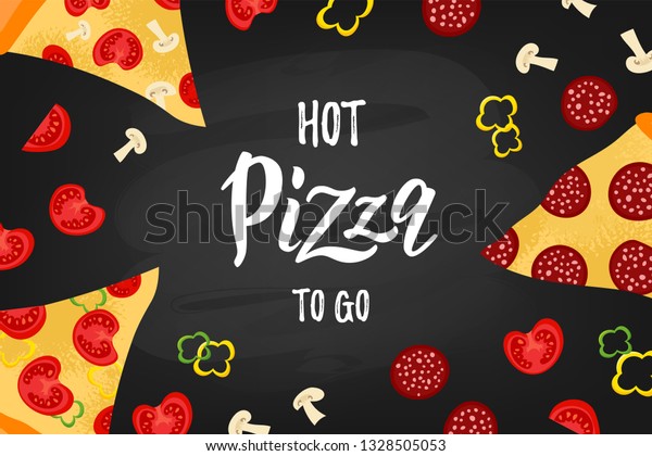Pizza Menu Hand Lettering On Chalkboard : image vectorielle de stock ...