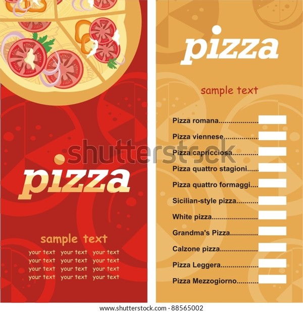 Pizza Menu Template Vector Illustration Stock Vector (Royalty Free ...
