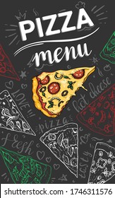Pizza Menu Vertical Flyer Card Handdrawn Stock Vector (Royalty Free ...