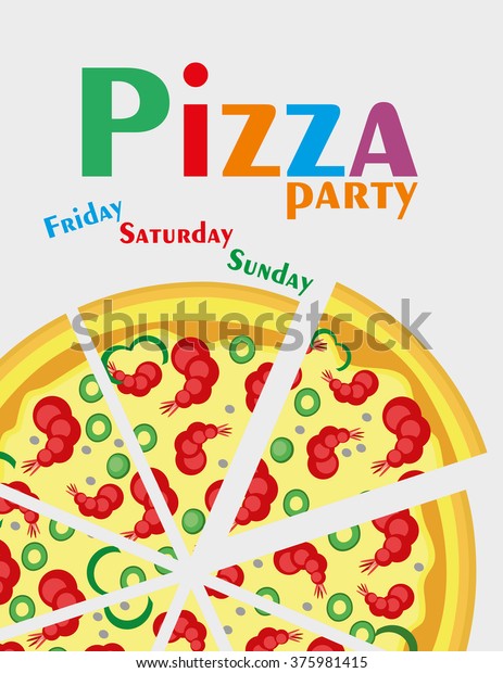 Pizza Partyvector Illustration Stock Vector (Royalty Free) 375981415