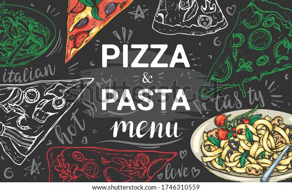 Pizza Pasta Menu Horizontal Banner Template Stock Vector (Royalty Free ...
