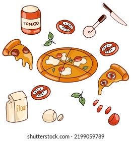 Pizza Recipe Set Ingredients Tools Vector Stock Vector (Royalty Free ...