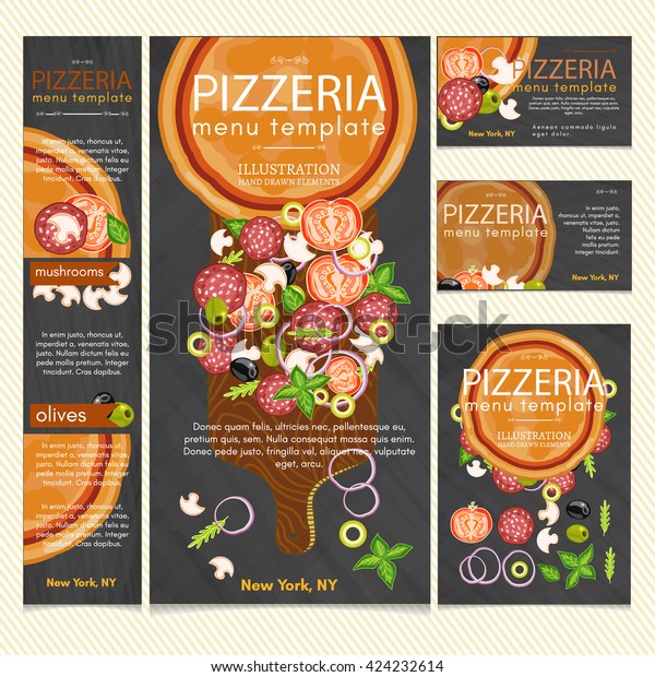 Pizza Restaurant Menu Pizza Banner Make: vetor stock (livre de direitos ...
