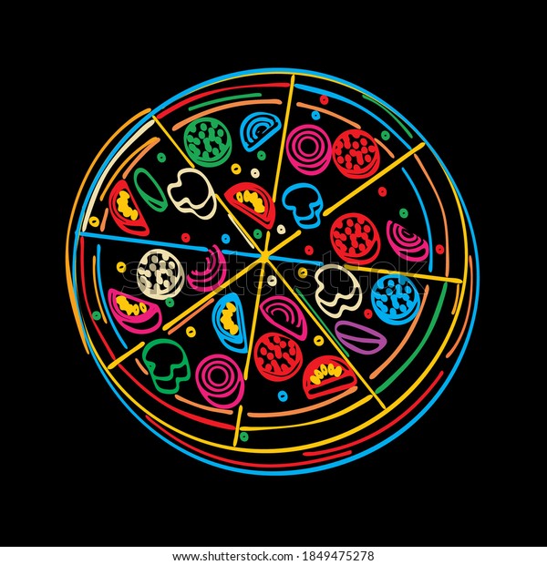 Pizza Vector Sketch Colors Stock Vector (Royalty Free) 1849475278 ...