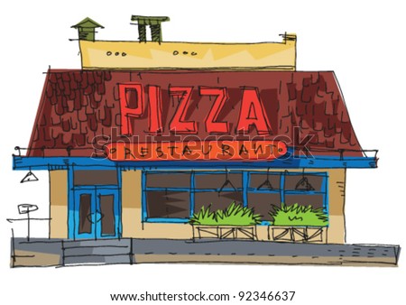 Pizzeria Cartoon Stock Vector (Royalty Free) 92346637 - Shutterstock