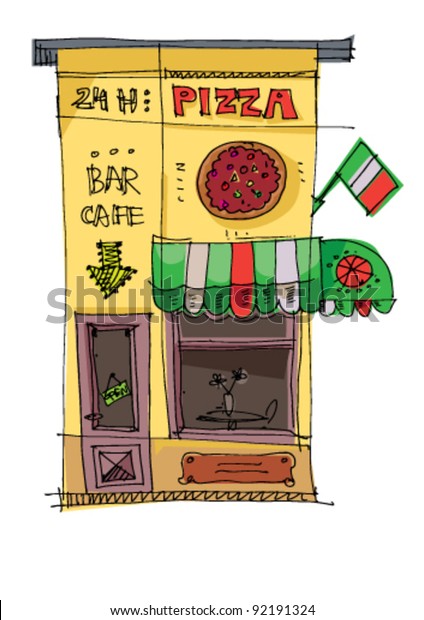 Pizzeria Cartoon Stock Vector (Royalty Free) 92191324