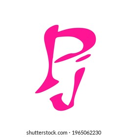 Pj Initial Handwritten Pink Logo Identity Stock Vector (Royalty Free ...