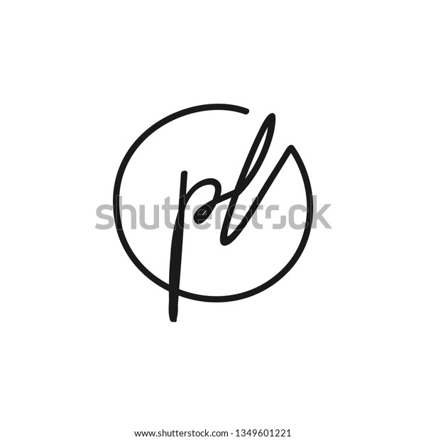 Pl Initial Signature Logo Handwriting Logo: immagine vettoriale stock ...