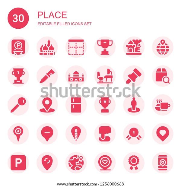 Place Icon Set Collection 30 Filled Stock Vector (Royalty Free ...