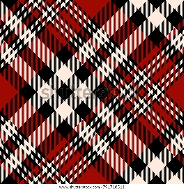Plaid Check Patten Red Beige Black Stock Vector (Royalty Free) 791718511