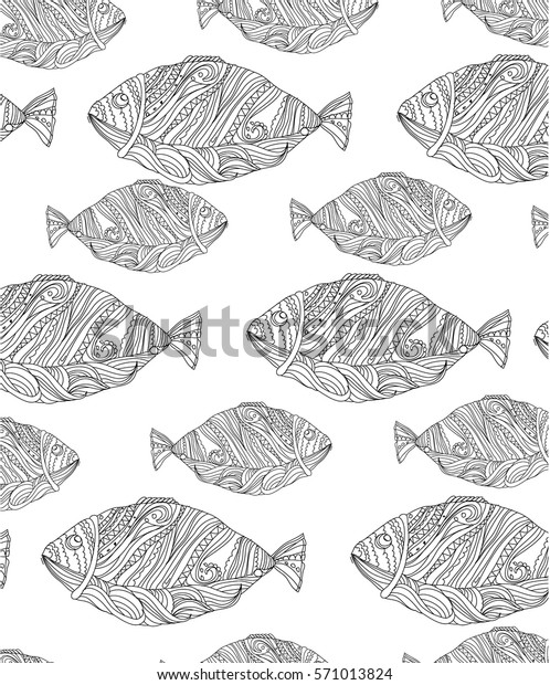 Plain Black White Line Drawing Fish Stock Vector (Royalty Free ...