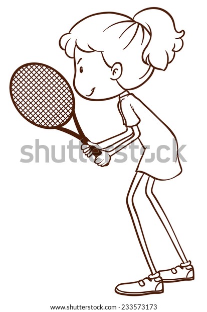 Plain Drawing Tennis Player On White Stock Vector (Royalty Free ...