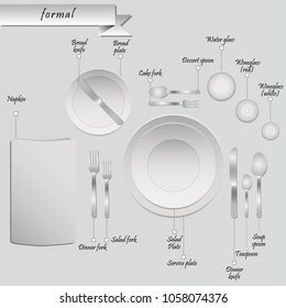 Plan Cutlery On Table On Grey Stock Vector (Royalty Free) 1058074373