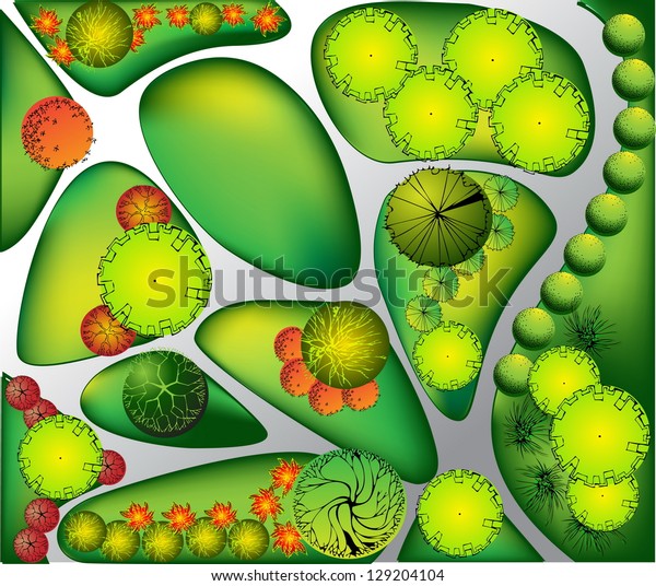 Plan Garden Plant Symbols Stock Vector (Royalty Free) 129204104