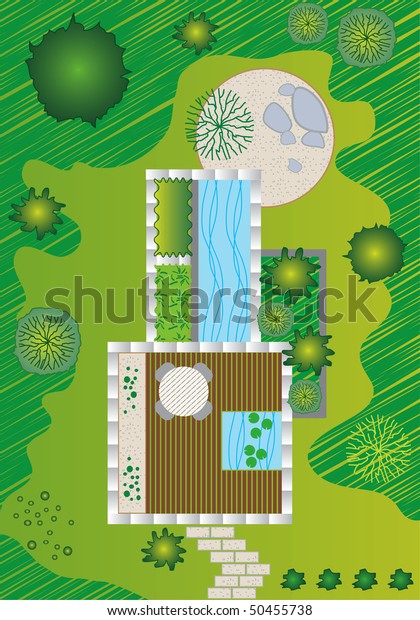 Plan Landscape Garden Design Stock Vector (Royalty Free) 50455738 ...