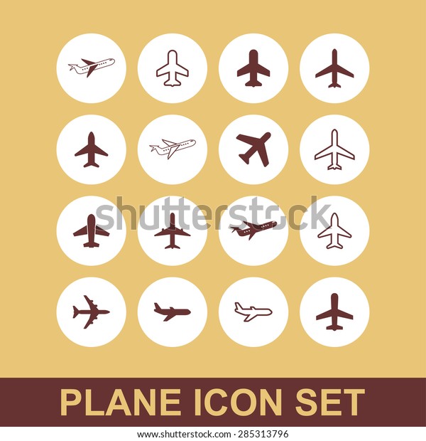 Plane Airplane Ship Icon Set Stock Vector (Royalty Free) 285313796 ...