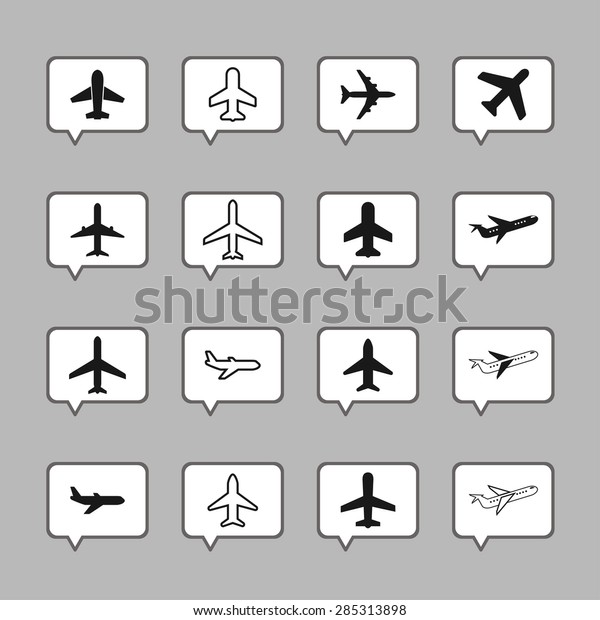 Plane Airplane Ship Icon Set Stock Vector (Royalty Free) 285313898 ...