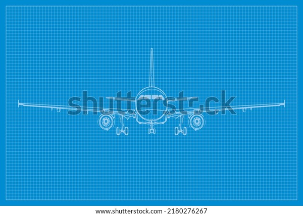 Plane Blueprint Background Simple Vektor Flat: เวกเตอร์สต็อก (ปลอดค่า ...