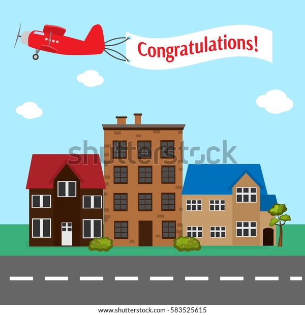 Plane Congratulation Banner Stock Vector (Royalty Free) 583525615