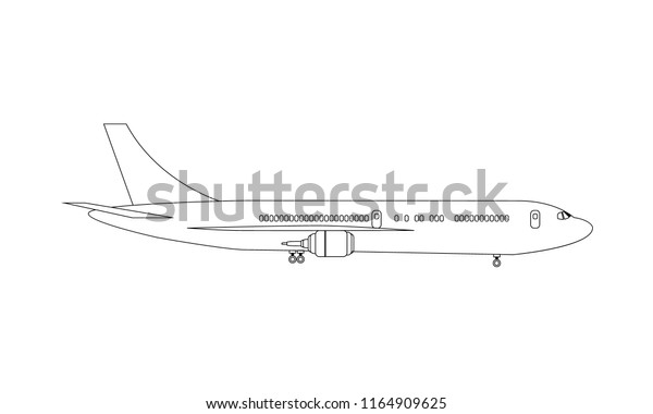Plane Drawn Lines High Detailed Side Stock Vector (Royalty Free ...