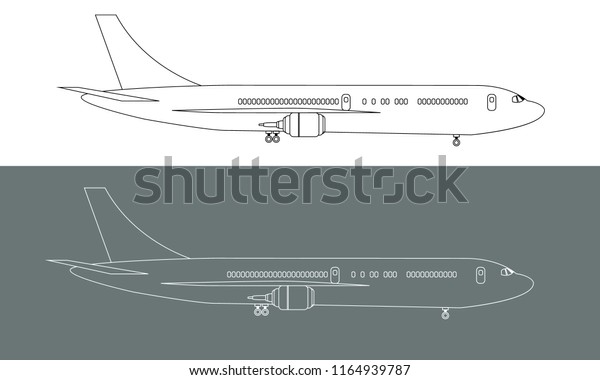 Plane Drawn Lines High Detailed Side Stock Vector (Royalty Free ...