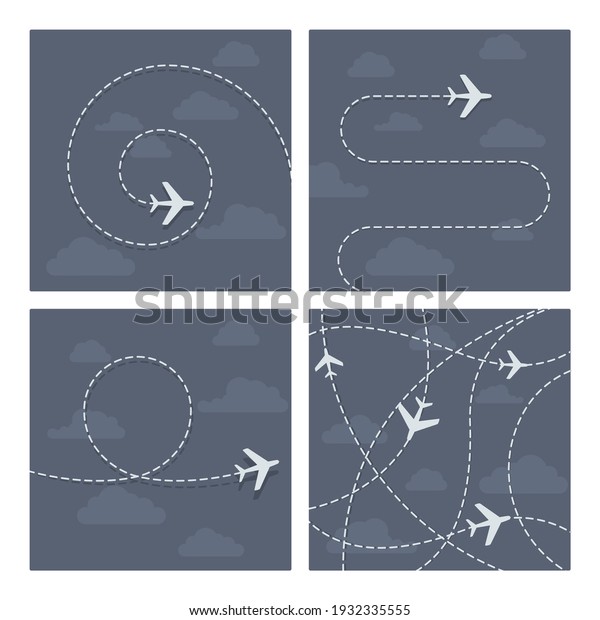 Plane Flight Dotted Trace Airplane Stock Vector (Royalty Free ...
