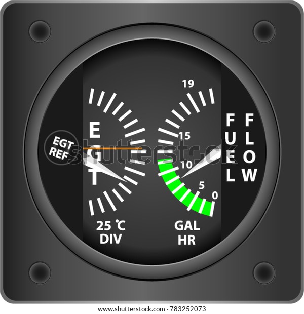 Plane FUEL FLOW instrument indicator on a white background