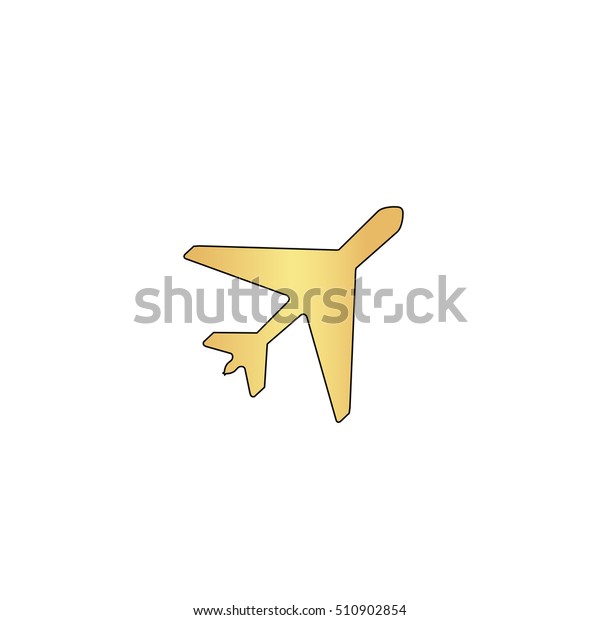 Plane Gold Vector Icon Black Contour Stock Vector (Royalty Free ...