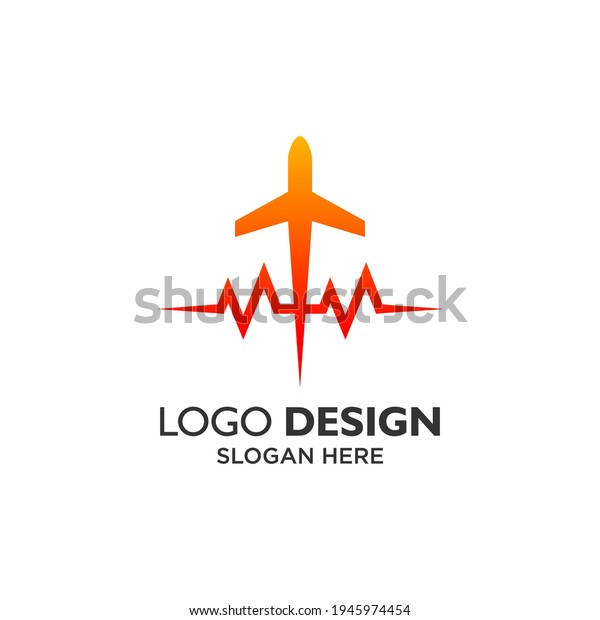 Plane Heartbeat Logo Design Stock Vector (Royalty Free) 1945974454 ...
