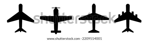 Plane Icon Set Aircraft Top View Stock Vector (Royalty Free) 2209514001 ...
