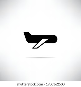 Plane Icon Shadow On Gray Background Stock Vector (Royalty Free ...