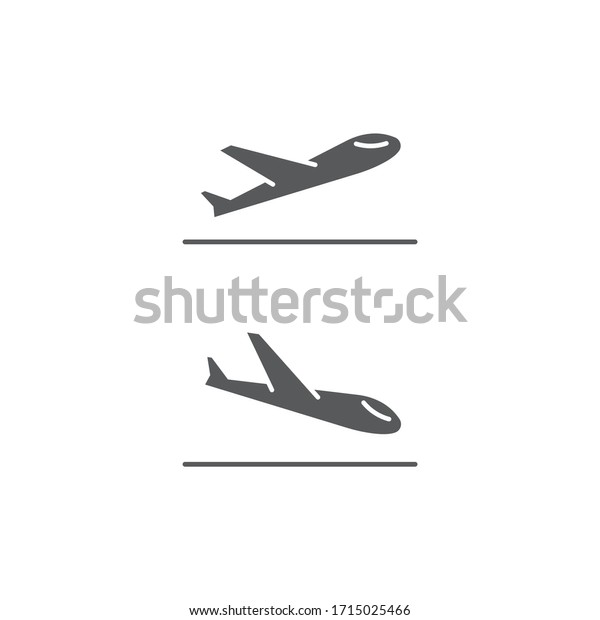 Plane Landing Takeoff Vector Icon Symbol Stock Vector (Royalty Free ...