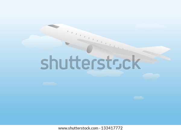 Plane Lifting Off Flying Stock Vector (Royalty Free) 133417772