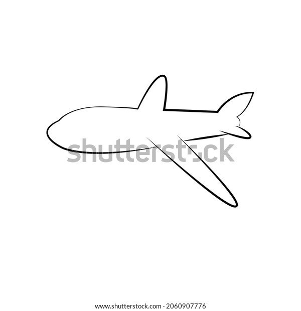 Plane Line Art Isolated White Background Stock Vector (Royalty Free ...