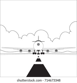 Plane Runway Line Art Vector Drawn: vector de stock (libre de regalías ...