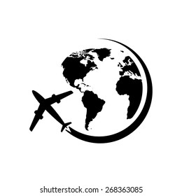 Plane Travel Round World Vector Illustration Stock Vector (Royalty Free ...