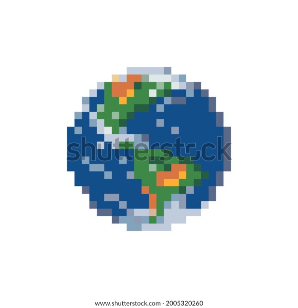 Planet Earth Globe Pixel Art Icon Stock Vector (Royalty Free) 2005320260