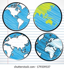 Planet Earth Hand Writing World Map: vector de stock (libre de regalías ...