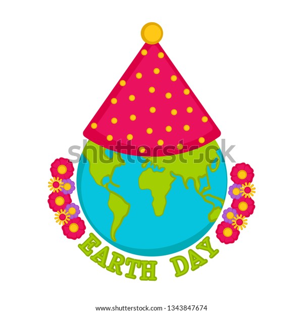Planet Earth Party Hat Earth Day Stock Vector (Royalty Free) 1343847674