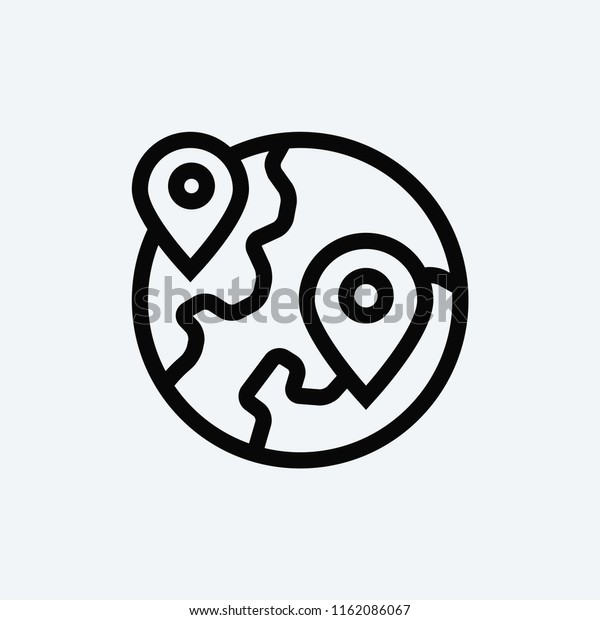 Planet Earth Pin Icon Stock Vector (Royalty Free) 1162086067