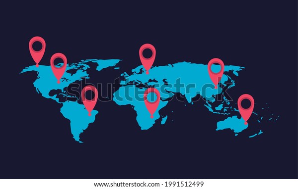 Planet Earth Pins Locations Stock Vector (Royalty Free) 1991512499 ...