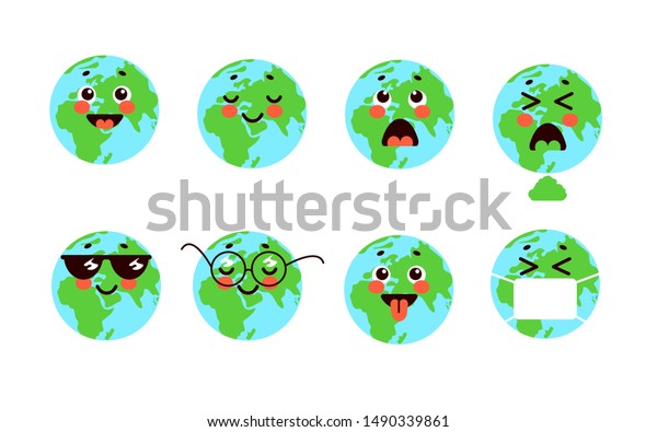 Planet Earth Set Emotions Isolated On 스톡 벡터(로열티 프리) 1490339861 ...
