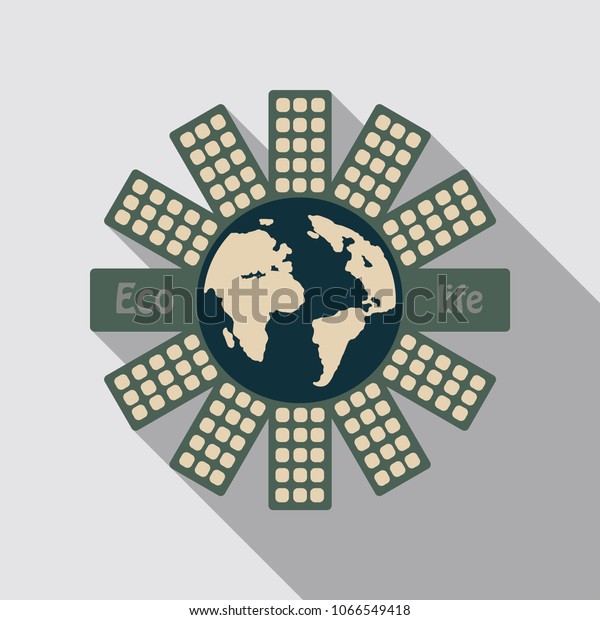 Planet Earth Solar Panels Around World: เวกเตอร์สต็อก (ปลอดค่าลิขสิทธิ์ ...