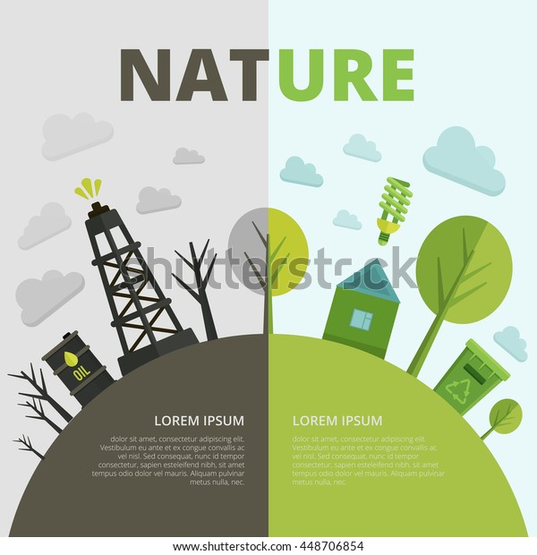 Planet Ecology Composition Pollution Environment Grey Stock Vector ...