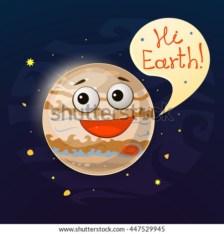 Planet Jupiter Smiling Face Welcomes Earthlings Stock Vector (Royalty ...