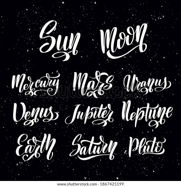 Planet Lettering Set Planets Names Mercury Stock Vector (Royalty Free ...